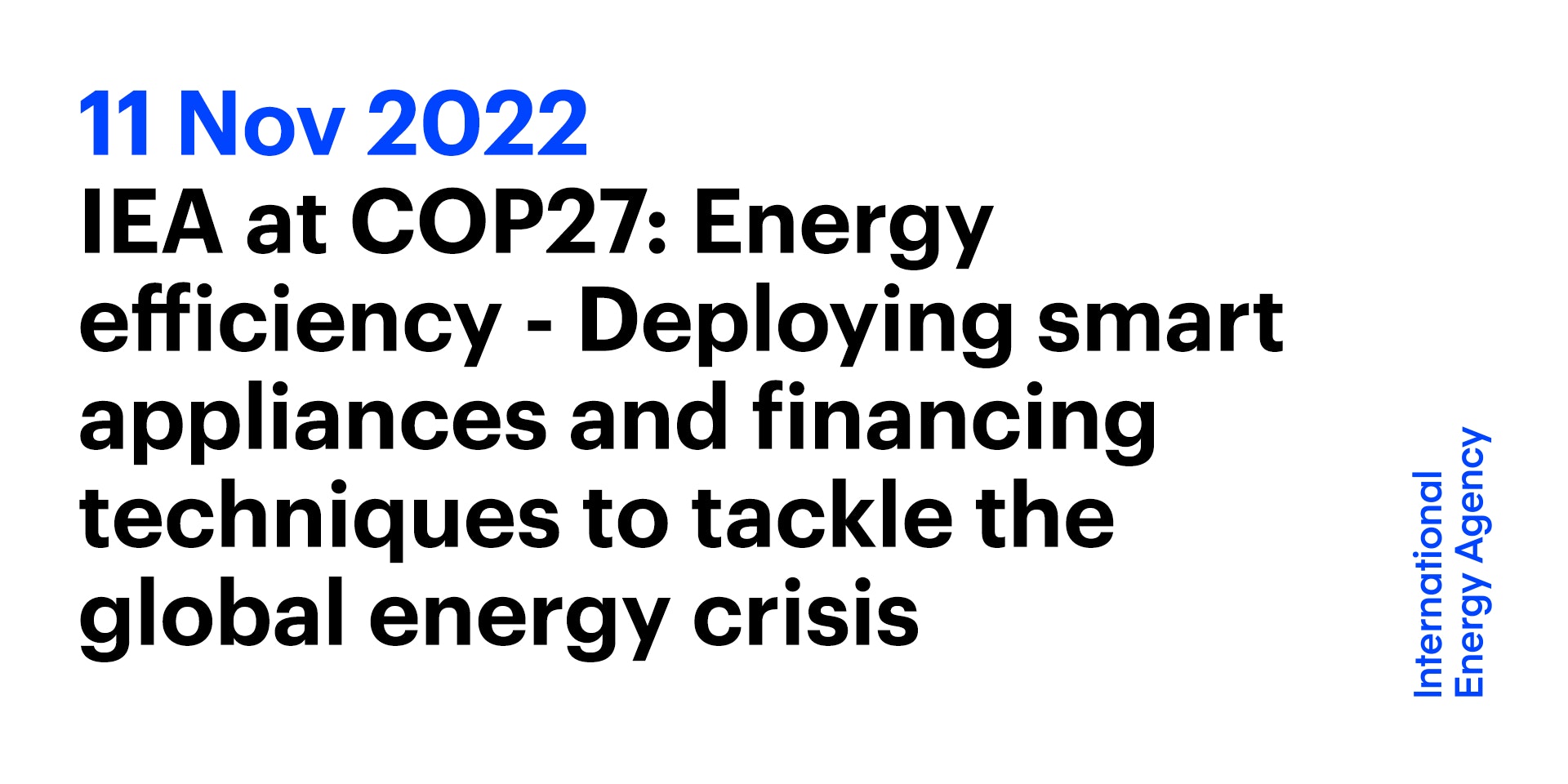 IEA at COP27: Energy efficiency - Deploying smart appliances and ...